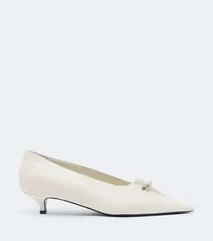 TOTEME Pierced Embellished Leather Pumps - White
