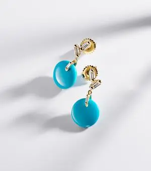 SUZANNE KALAN 18kt Drop Earrings With Diamonds And Turquoise