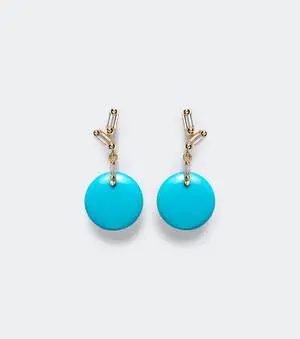 SUZANNE KALAN 18kt Drop Earrings With Diamonds And Turquoise - Gold