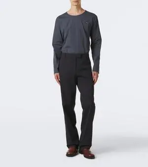 Miu Miu Cotton-blend Poplin Straight Pants