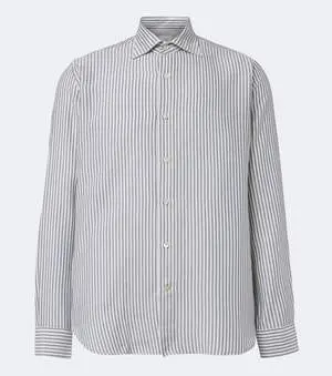 Eleventy Striped Twill Shirt - Blue