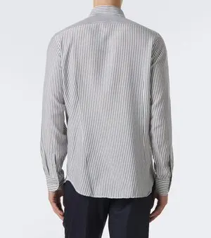 Eleventy Striped Twill Shirt - Blue