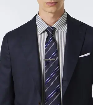 Eleventy Striped Twill Shirt - Blue