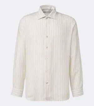 Eleventy Striped Twill Shirt - White