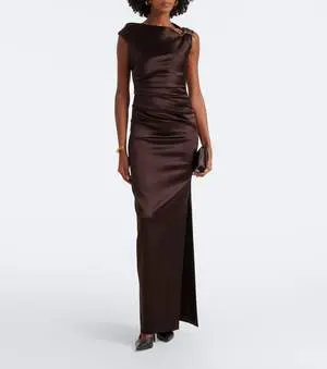 Max Mara Satin Cocktail Dress - Brown