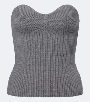JIL SANDER Wool-blend Bustier Top - Grey