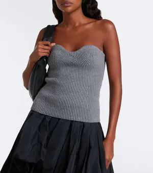 JIL SANDER Wool-blend Bustier Top