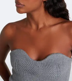 JIL SANDER Wool-blend Bustier Top