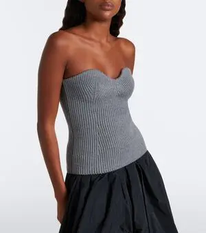 JIL SANDER Wool-blend Bustier Top