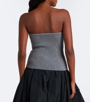 JIL SANDER Wool-blend Bustier Top