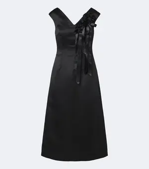 Simone Rocha Floral-appliqué Satin Midi Dress