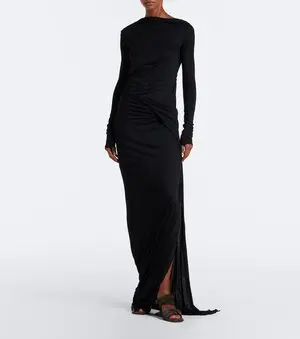 Rick Owens Shailee Draped Open-back Jersey Gown