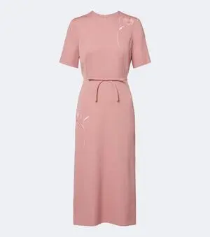 Erdem Embellished Embroidered Twill Midi Dress