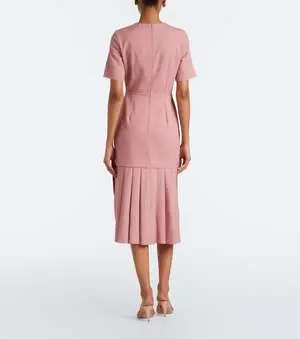 Erdem Embellished Embroidered Twill Midi Dress