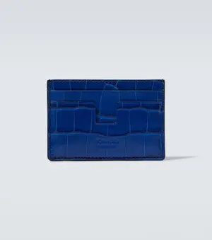 TOM FORD Leopard-print Leather Card Holder - Blue