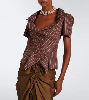 VIVIENNE WESTWOOD Monday Striped Peplum Cotton Top