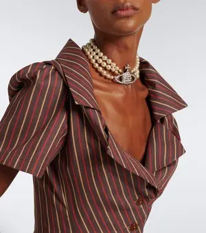 VIVIENNE WESTWOOD Monday Striped Peplum Cotton Top