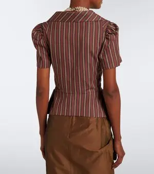 VIVIENNE WESTWOOD Monday Striped Peplum Cotton Top