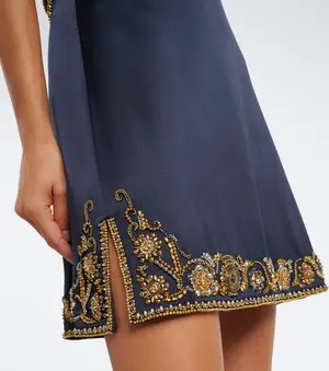 Versace Medusa Embellished Silk Cady Satin Minidress
