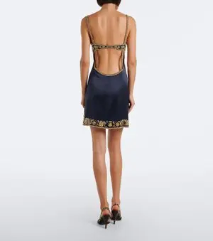 Versace Medusa Embellished Silk Cady Satin Minidress