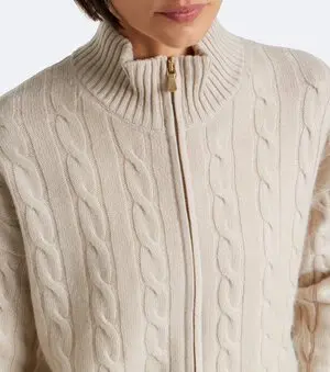 Eleventy Cable-knit Cashmere Zip-up Sweater