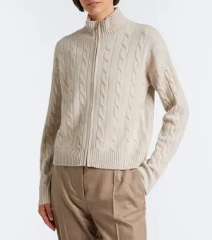 Eleventy Cable-knit Cashmere Zip-up Sweater