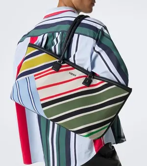 Loewe Verano Large Striped Canvas Tote Bag