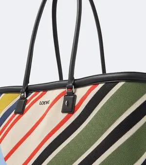 Loewe Verano Large Striped Canvas Tote Bag