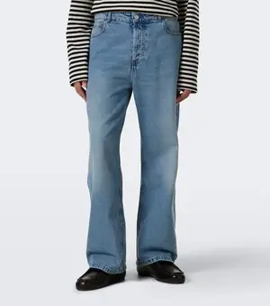 AMI Paris Faded Wide-leg Jeans