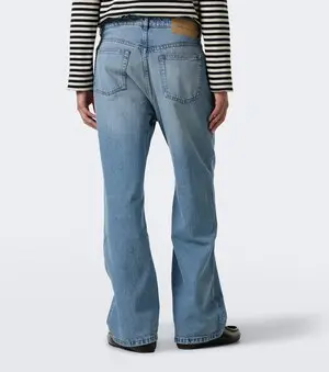 AMI Paris Faded Wide-leg Jeans