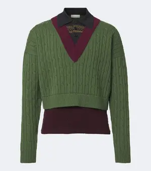 Dries Van Noten Layered Wool And Cotton Polo Sweater - Multicoloured