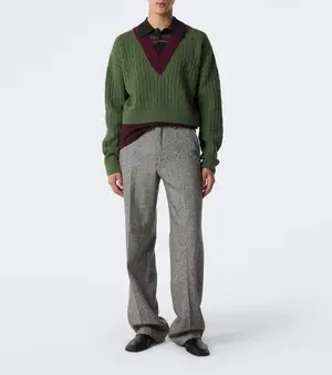 Dries Van Noten Layered Wool And Cotton Polo Sweater