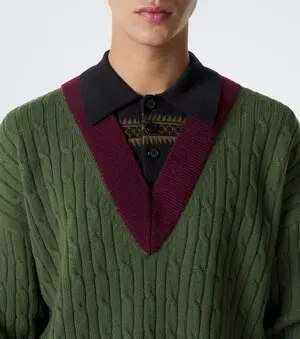 Dries Van Noten Layered Wool And Cotton Polo Sweater