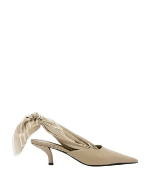 TOTEME Scarf Leather Slingback Pumps - Beige