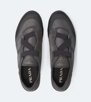Prada Speedrock Suede-trimmed Sneakers - Grey