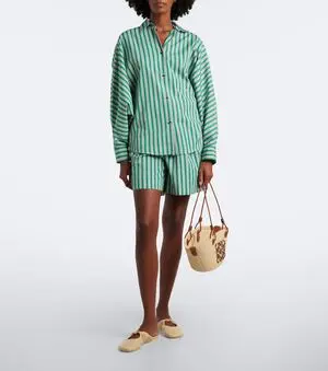 Loewe Anagram Small Leather-trimmed Basket Bag