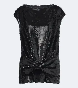 Simone Rocha Bow-detail Sequined Peplum Top