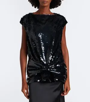 Simone Rocha Bow-detail Sequined Peplum Top
