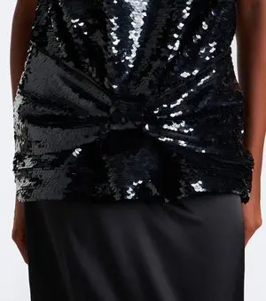 Simone Rocha Bow-detail Sequined Peplum Top