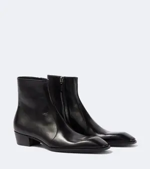 Saint Laurent Aurelien Leather Ankle Boots