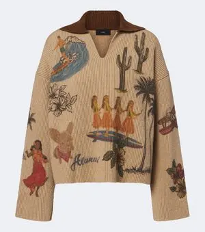 Alanui Decade Printed Wool And Cotton-blend Polo Sweater