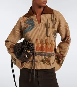 Alanui Decade Printed Wool And Cotton-blend Polo Sweater