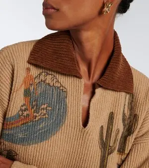 Alanui Decade Printed Wool And Cotton-blend Polo Sweater