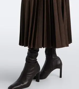 Simkhai Abilene Checked Ribbed-knit Pleated Midi Dress