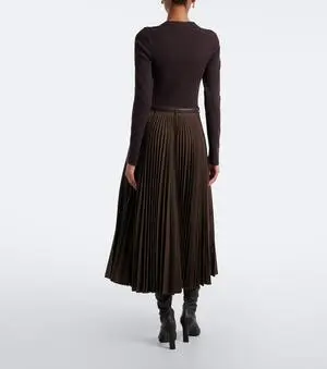 Simkhai Abilene Checked Ribbed-knit Pleated Midi Dress