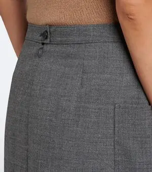 Prada Pleated Virgin Wool Midi Skirt