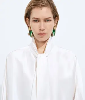 Bottega Veneta Fluid Silk Satin Shirt - Chalk