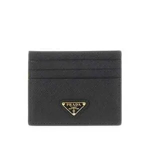 Prada Saffiano Leather Cardholder With Logo - Black