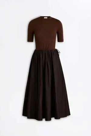 Scanlan Theodore Polished Voile Sweater Dress - Chocolate