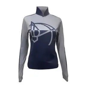 CHAMPAGNE & HORSES Cheval Print Sun Shirt - Grey/blue